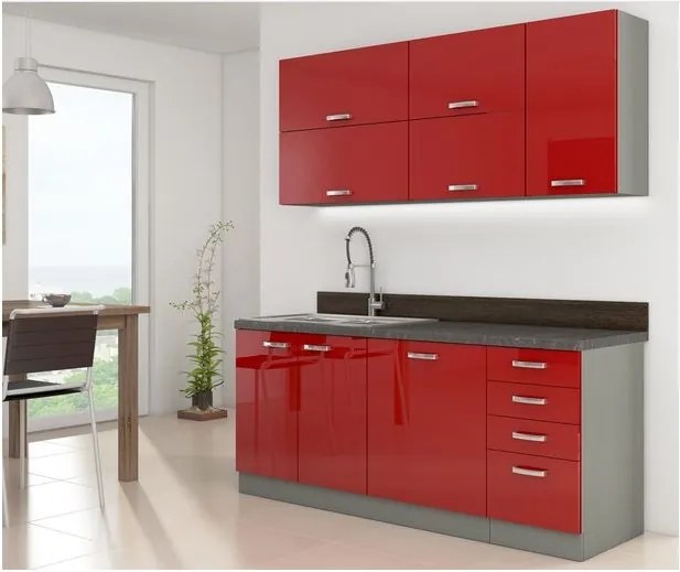 Nábytek Elegance Kuchyňská linka RISSO 120/180 cm = Dolní skříňky: 80cm dřezová, 40cm zásuvková, Horní skříňky: 80cm plná, 40cm, 60cm digestořová