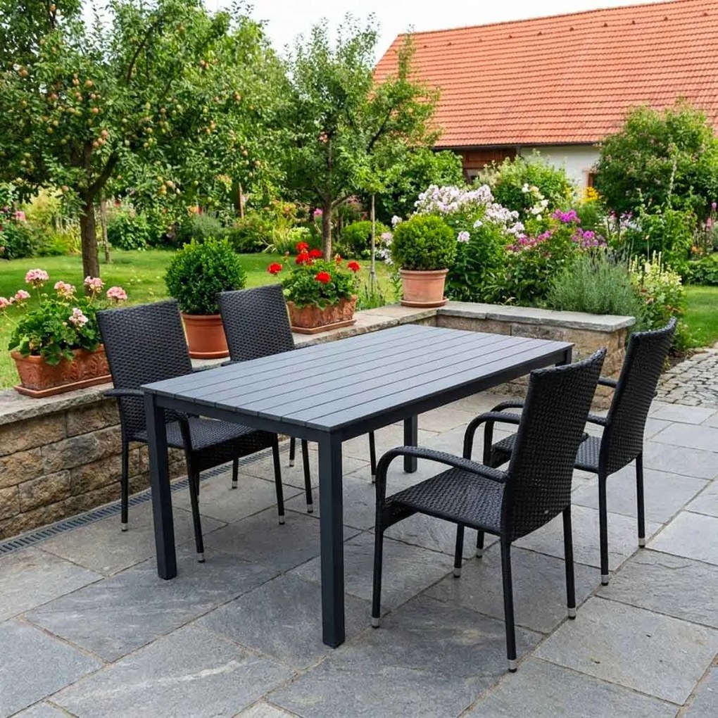 Vikio Zahradní ratanový set 150x90 pro 4 osoby DT255-S šedý