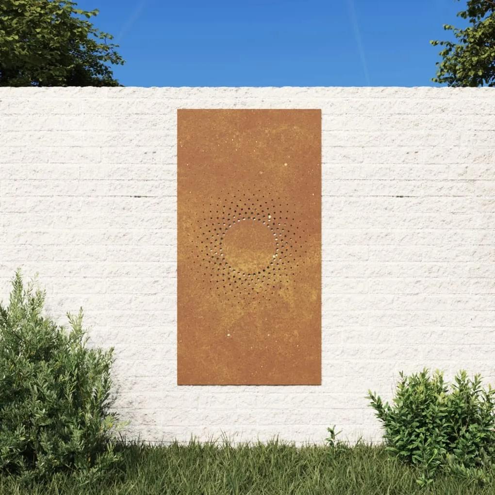 vidaXL Zahradní nástěnná dekorace 105 x 55 cm cortenová ocel Slunce [824490]