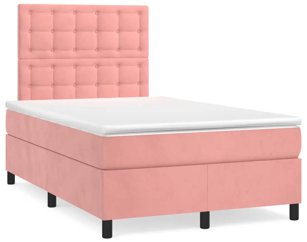 Box spring postel s matrací růžová 120x190 cm samet,  3270024