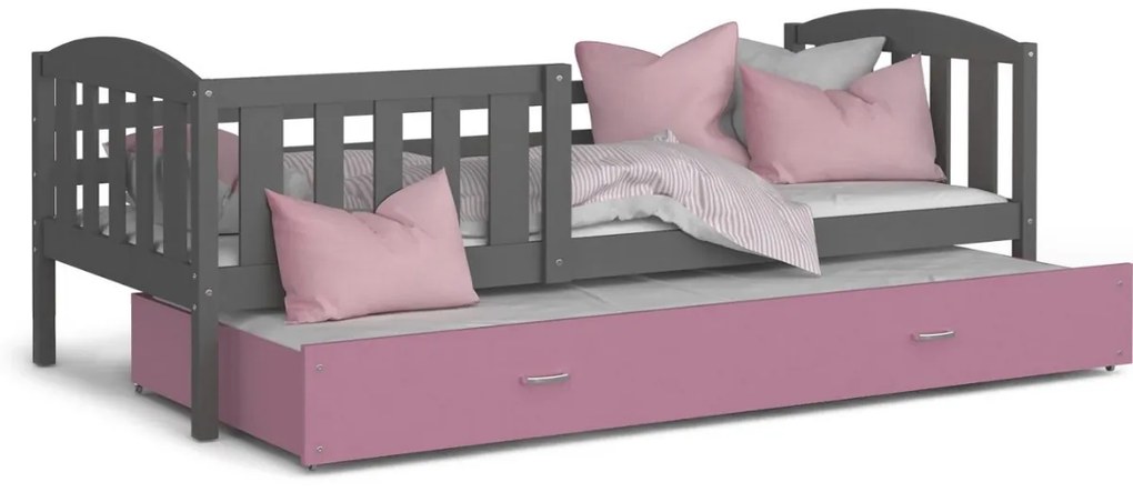 Expedo Dětská postel KUBA P2 COLOR + matrace + rošt ZDARMA, 190x80, šedá/růžová
