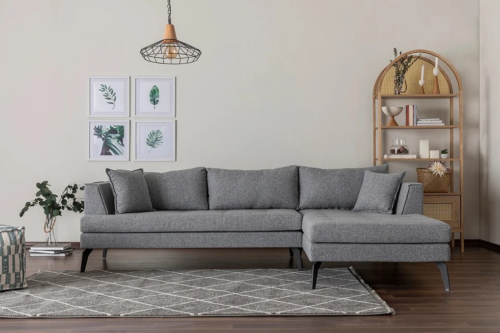 Hanah Home Rohová pohovka BOBO světle šedá pravá