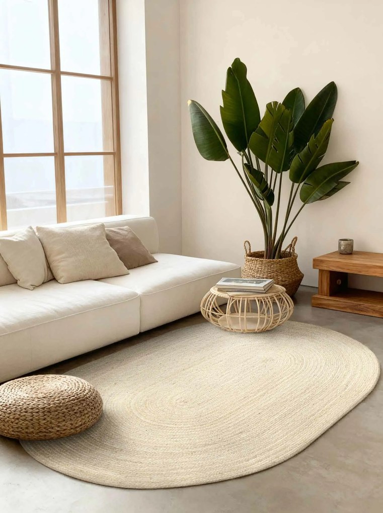 Hanse Home, Kusový koberec Jute Braided 106007 Ivory ovál, 160x230 ovál, béžová, chodba / předsíň