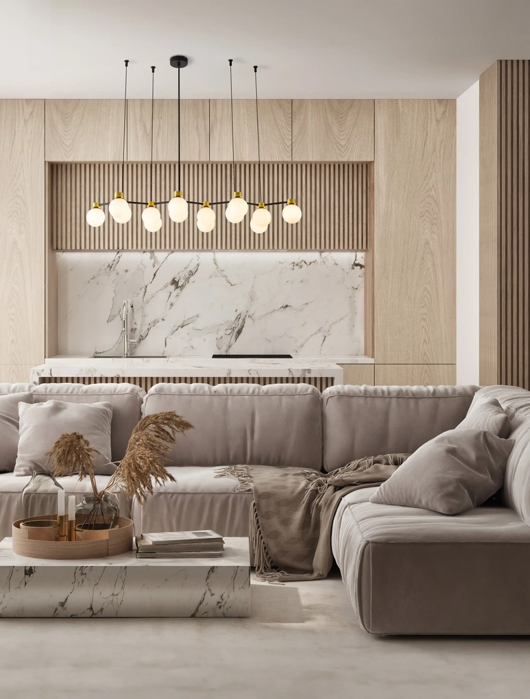 Satina zlato-černo-bílý designový lustr Ovalino 157