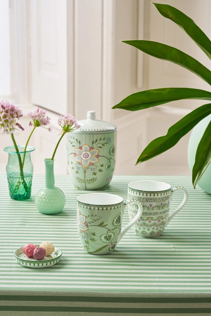 Pip Studio Lily & Lotus sada 2 XL hrnků 440ml, zelená