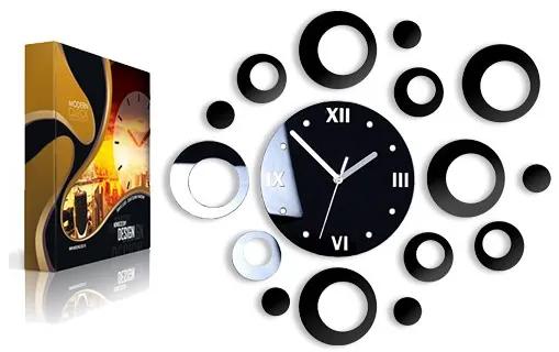 M.Clock Nástěnné akrylové hodiny 55x47cm kruhy různé barvy Barva: Šedá