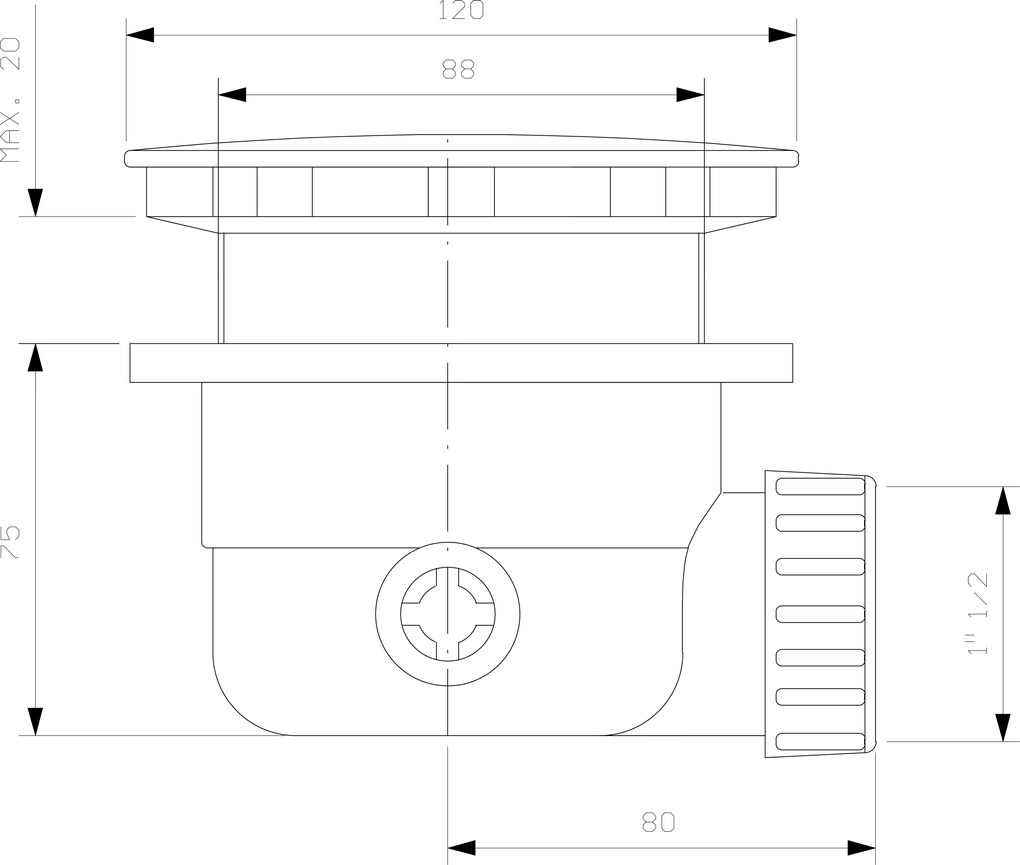 Polysan Vaničkový sifon průměr otvoru 90 mm DN40 krytka zlato mat 1711GB