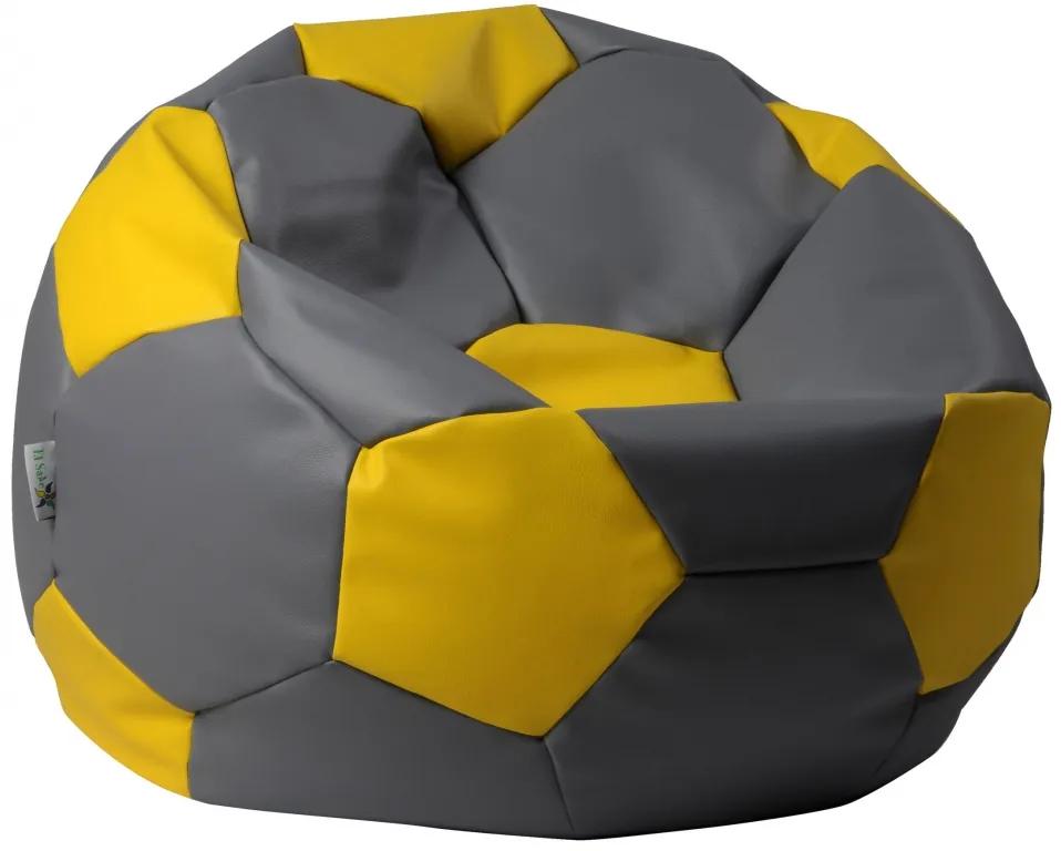 ANTARES Euroball - Sedací pytel 90x90x55cm - koženka šedá/žlutá