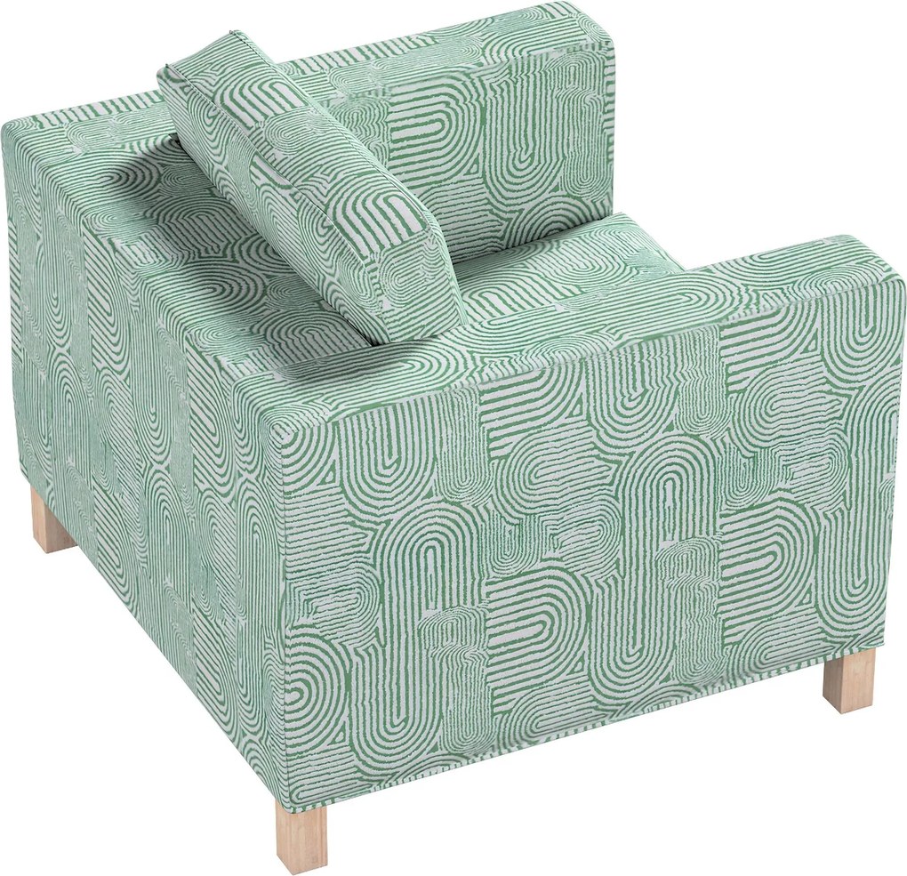 Potah na křesko IKEA Karlanda, krátký barva zelená látka pletený vzor, vzorované