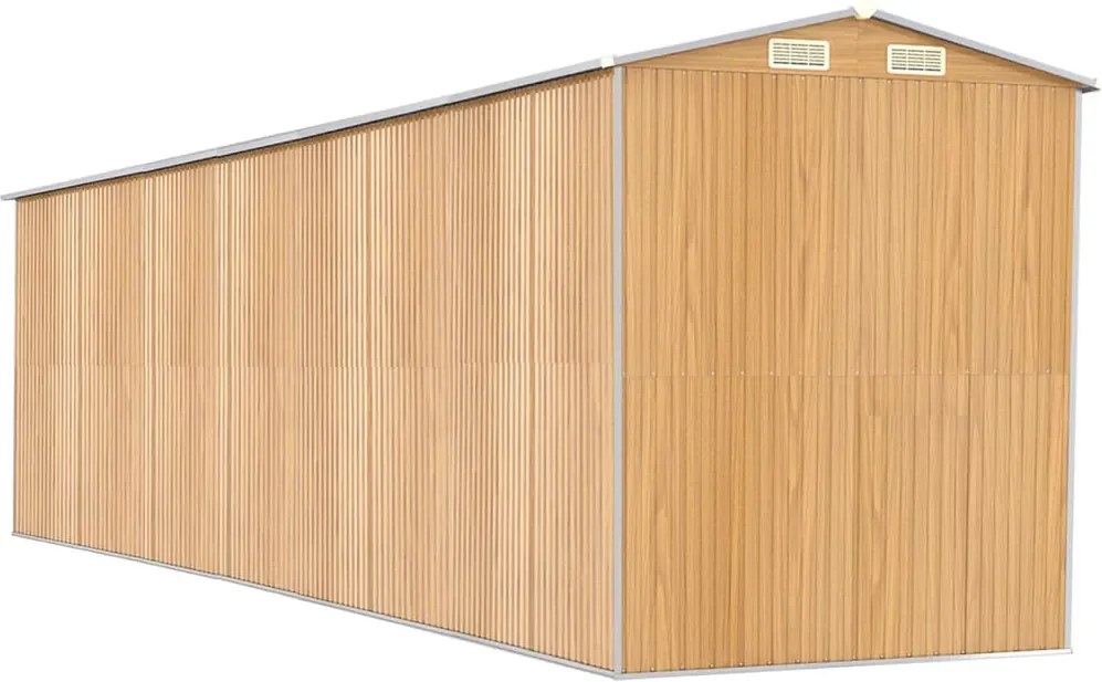 Zahradní kůlna světle hnědá 192x772x223 cm pozinkovaná ocel 3147478