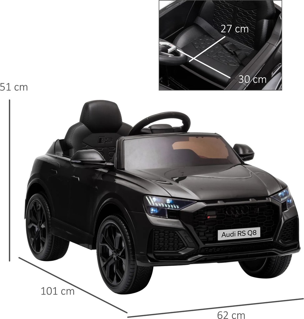 HOMCOM Dětské Elektrické Auto +3 roky Licencované Audi RS Q8 se 6V Baterií, 2 Motory, Dálkovým Ovládáním, Hudbou, MP3, Klaksonem a Světly, Maximální …
