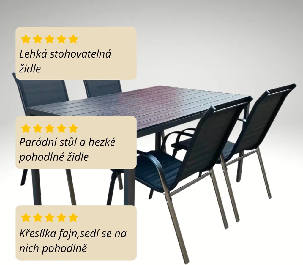Vikio Venkovní zahradní set 150x90 pro 4 osoby DK302 antracit