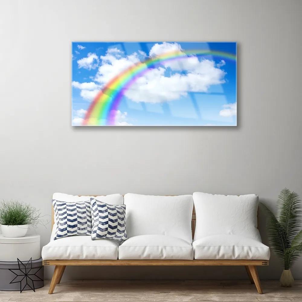 Obraz na skle Duha Nebe Mraky Příroda 100x50 cm