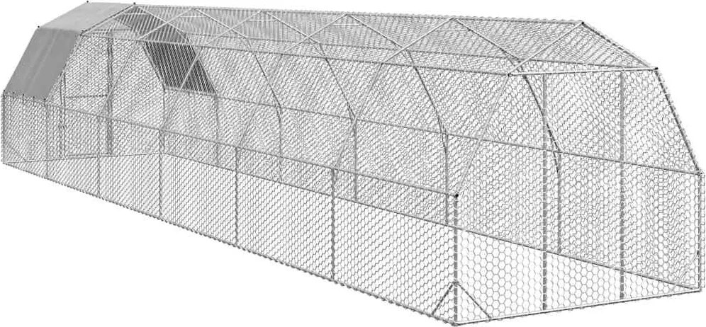Výběh pro slepice se střechou 2,5x12x2,25 m pozinkovaná ocel 3328530