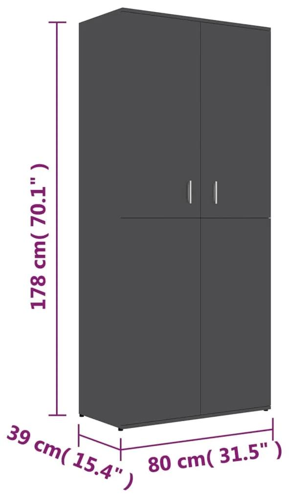 Botník šedý 80 x 39 x 178 cm dřevotříska - Default Title