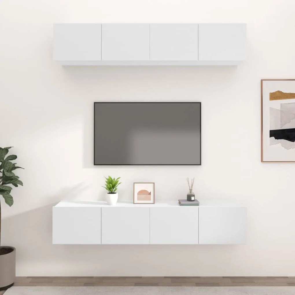 TV skříňky 4 ks bílé 80 x 30 x 30 cm kompozitní dřevo 3114182