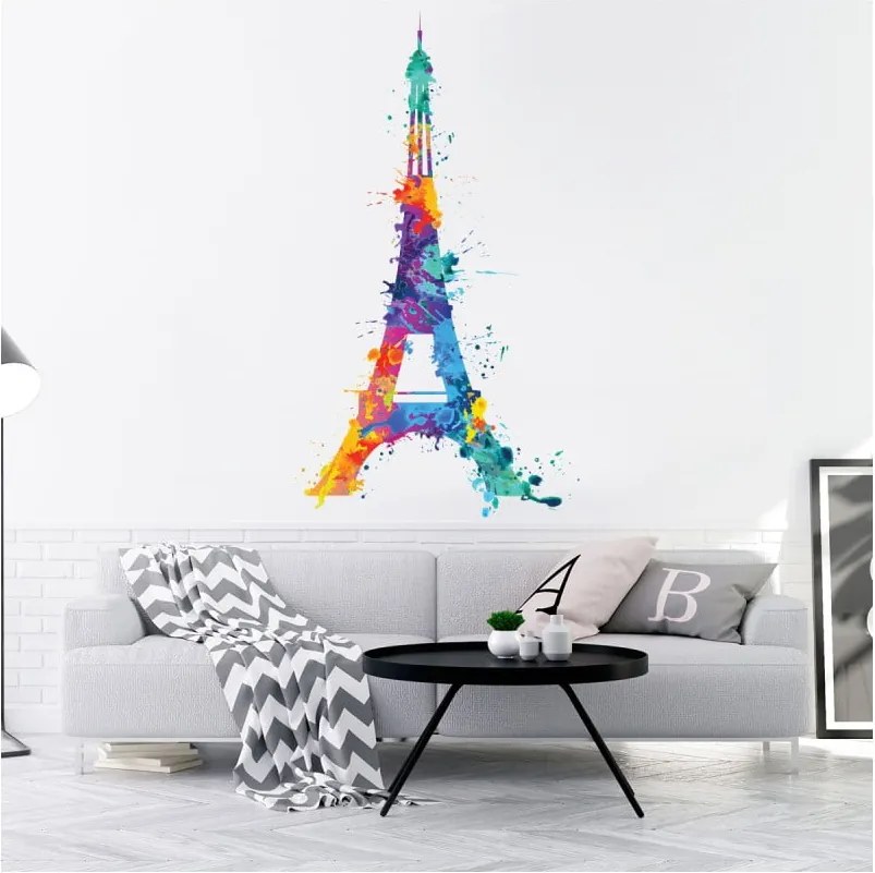 Nástěnná samolepka Ambiance Wall Decal Eiffel Tower Design Watercolor, 105 x 60 cm