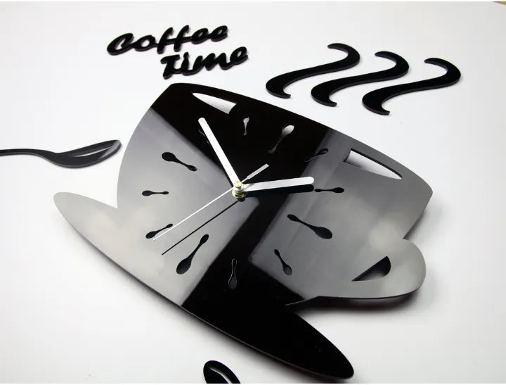 M.Clock Nástěnné akrylové 3D kuchyňské hodiny 64x43cm různé barvy Barva: černá