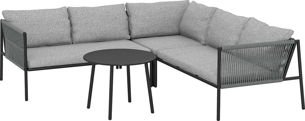 Sada zahradního nábytku Outsunny - ratanový lounge set se rohovým gaučem, stoly a polštáři - odolný proti povětrnostním vlivům pro 6 osob | Aosom