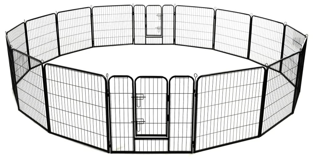 Ohrádka pro psy 16 panelů ocelová 80 x 80 cm černá