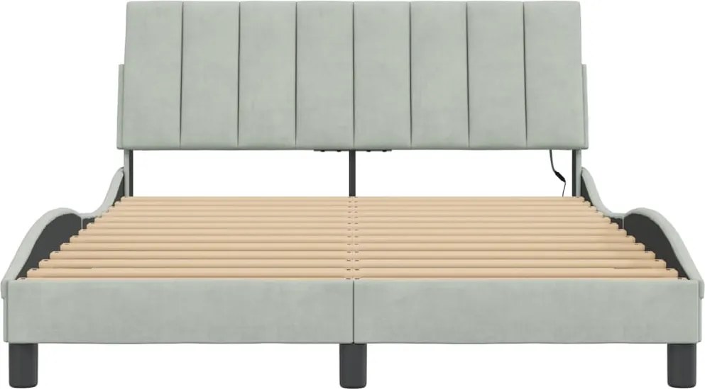 Rám postele s LED osvětlením bez matrace Hanko světle šedý 120 x 200 cm samet 3213769