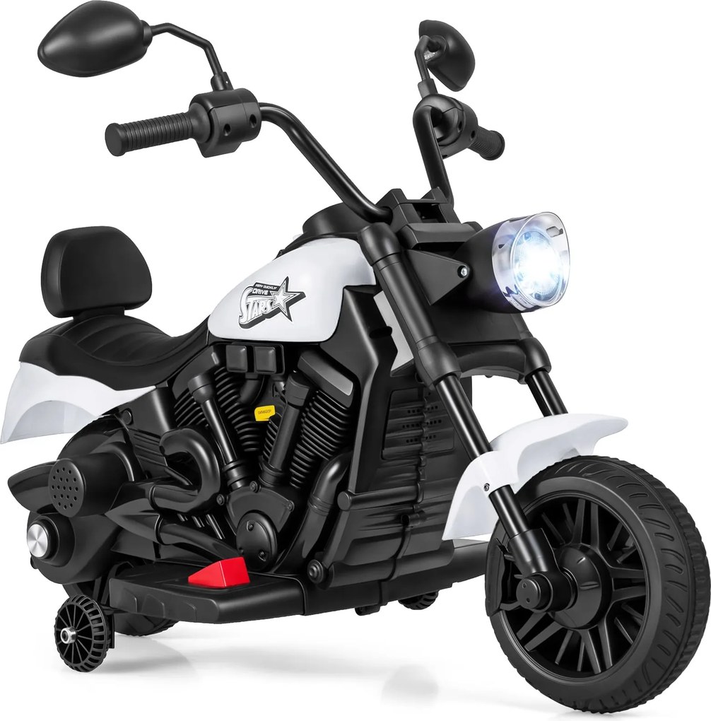 Costway 6 V dětský motocyklový chopper motorka s hudbou, předním nožním pedálem