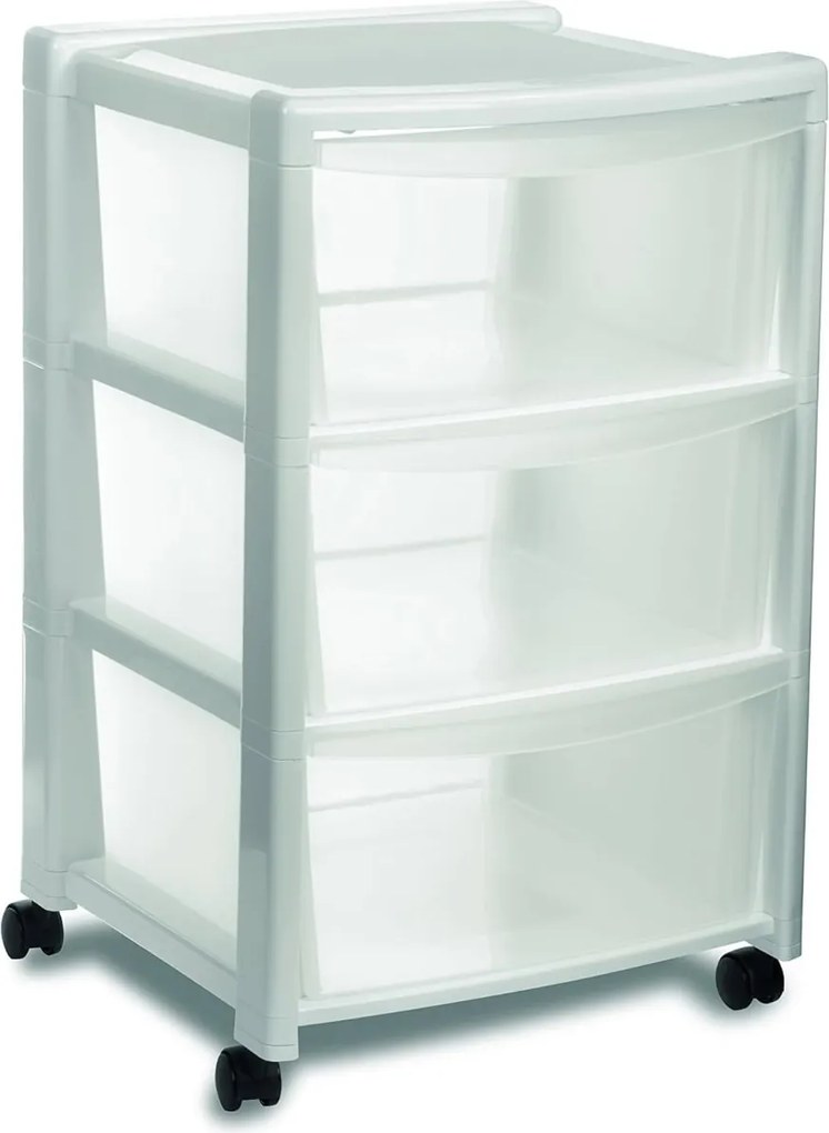 STEFANPLAST Úložný regál Libera, 3 zásuvky, bílý