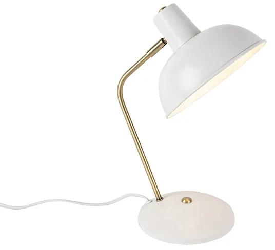 Retro stolní lampa bílá s bronzem - Milou