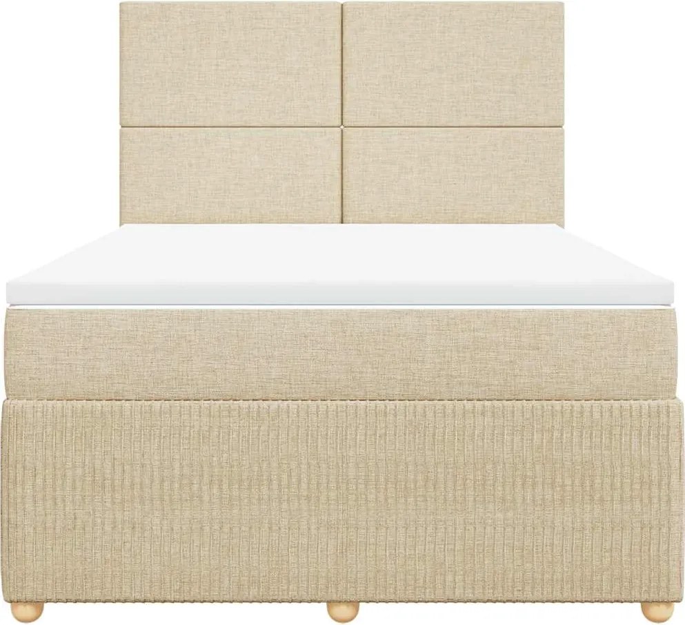 Box spring postel s matrací krémová 140x190 cm textil 3294349