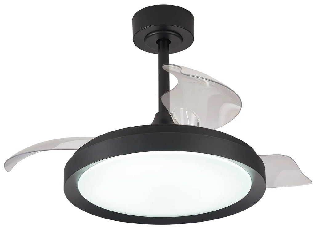 Mantra Mistral MIni, rozvinovací ventilátor se svítidlem a dálk. ovladačem, LED 40W 3000-6500K, černá, průměr 45/91cm