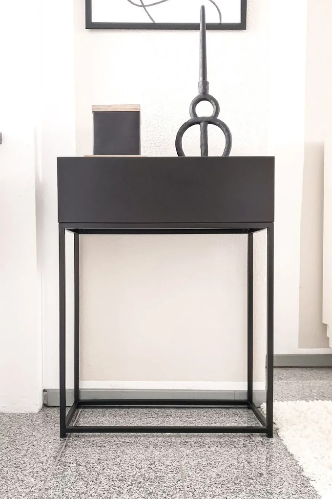 Moderní květináč na nožičkách STYLE, ocel, šířka 60 cm, černý mat