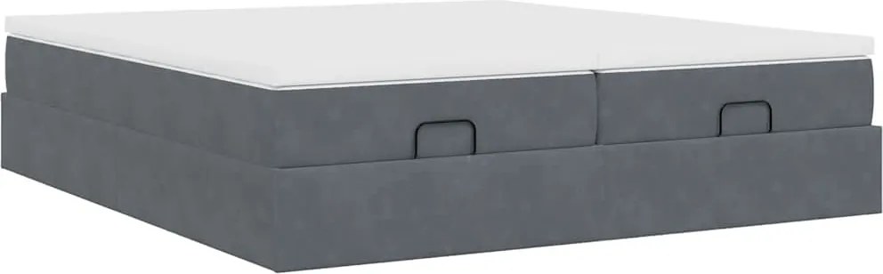 Osmanský rám postele s matrací tmavě šedý 200x200cm samet 3311268