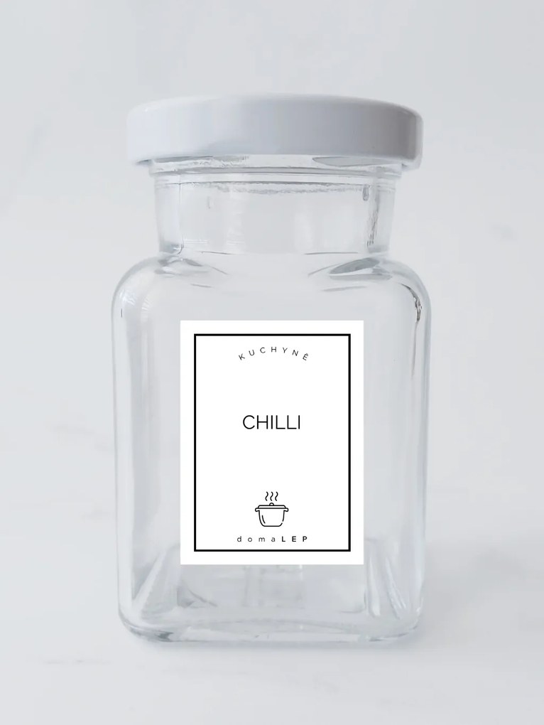 Samolepka na kořenky CHILLI bílá 3 × 4 cm základní písmo