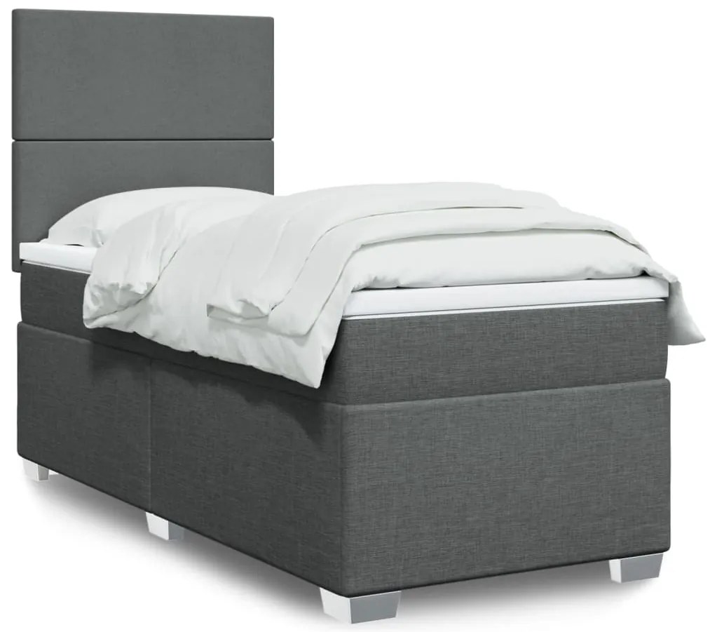 Box spring postel s matrací tmavě šedá 90x190 cm textil 3292637