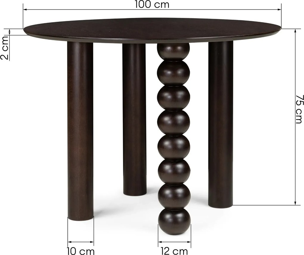 Jídelní stůl Bolla 100 cm z masivu černý