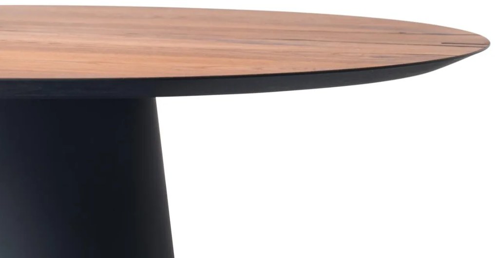 OnaDnes -20% Hnědý dubový jídelní stůl Marco Barotti 130 cm s koženou podnoží