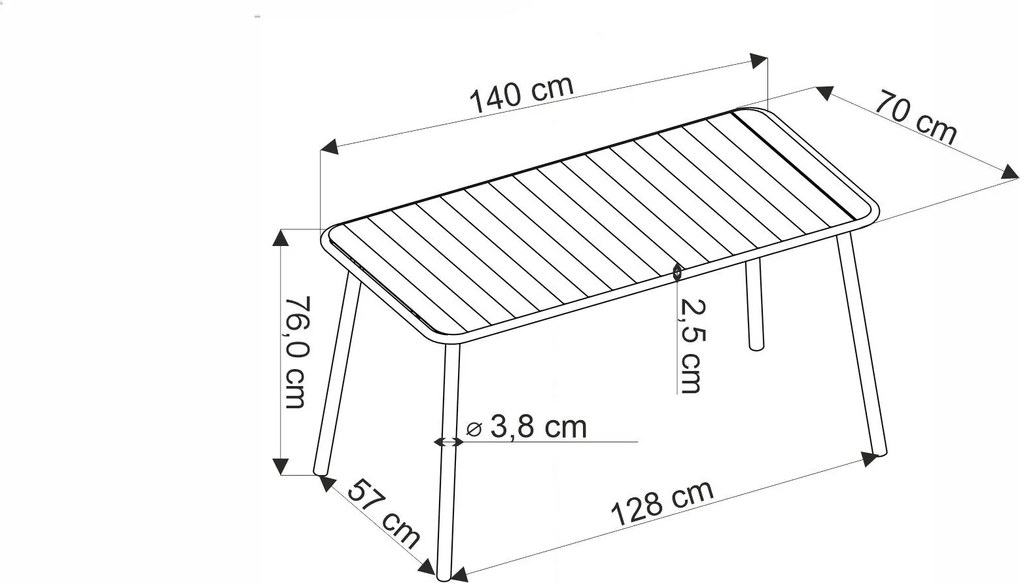 Kovový zahradní stůl Bosco 140 cm černý