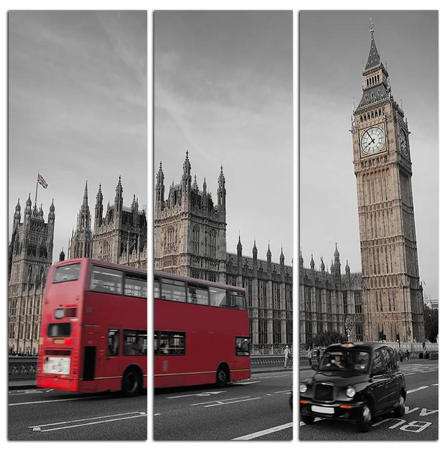 Obraz na plátně - Autobus v Londýně - čtverec 331ČB (105x105 cm)
