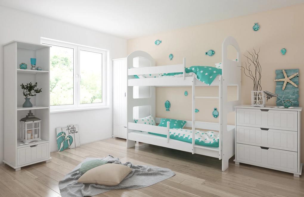 BabyBeds Dětská patrová postel HONZÍK II 180x80 Barevné provedení: Modrá, Úložný prostor: Ano, s úložným prostorem