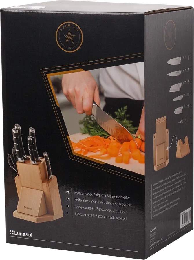 Stojan na nože 7 ks s bruskou na nože - Flow Kitchen - 132760