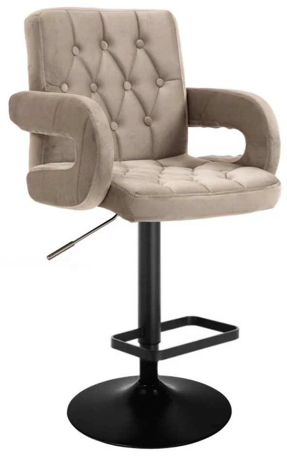 LuxuryForm DESIGN Barová židle BOSTON VELUR na černé kulaté podstavě - latte