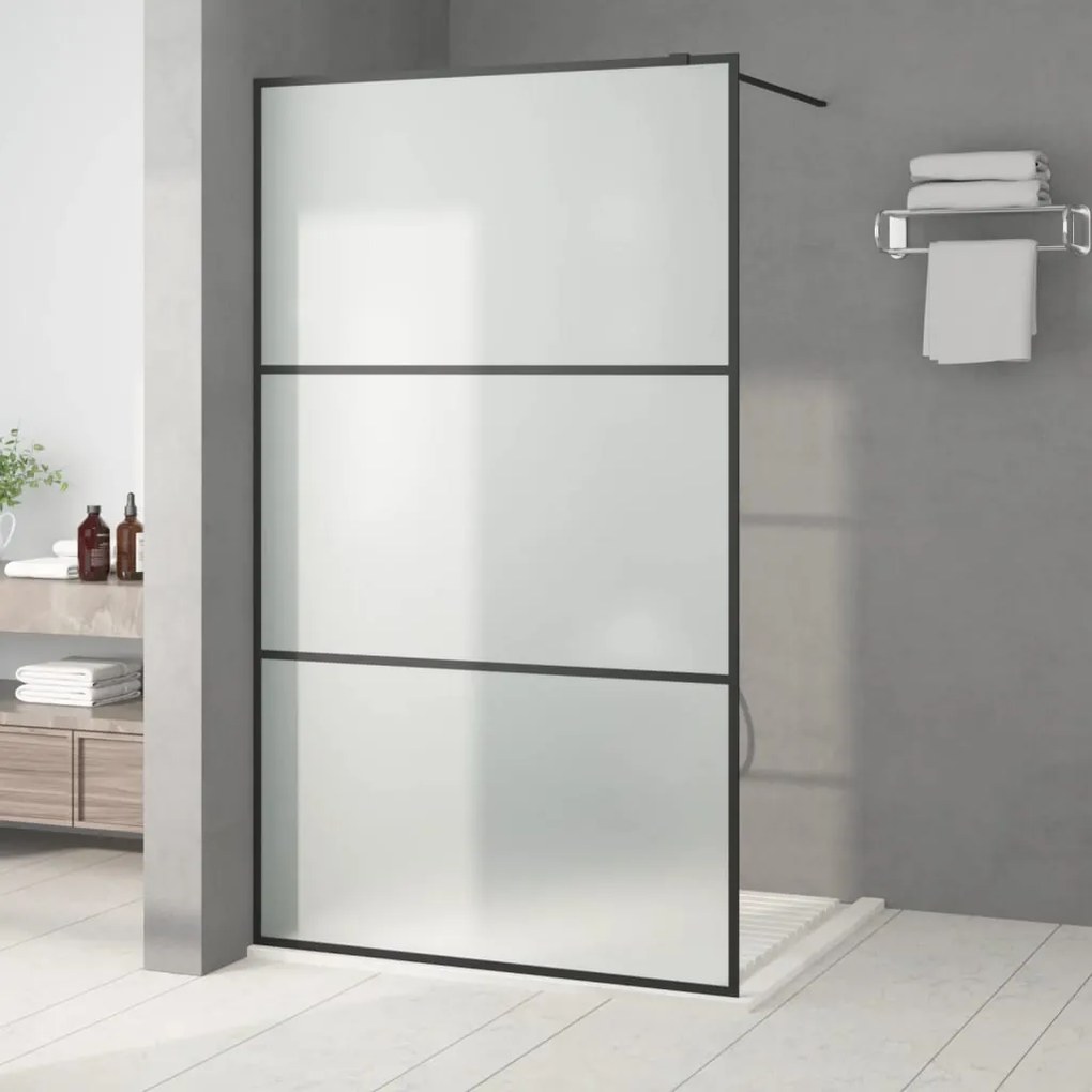 Sprchová zástěna walk-in černá 115 x 195 cm mléčné ESG sklo 152113