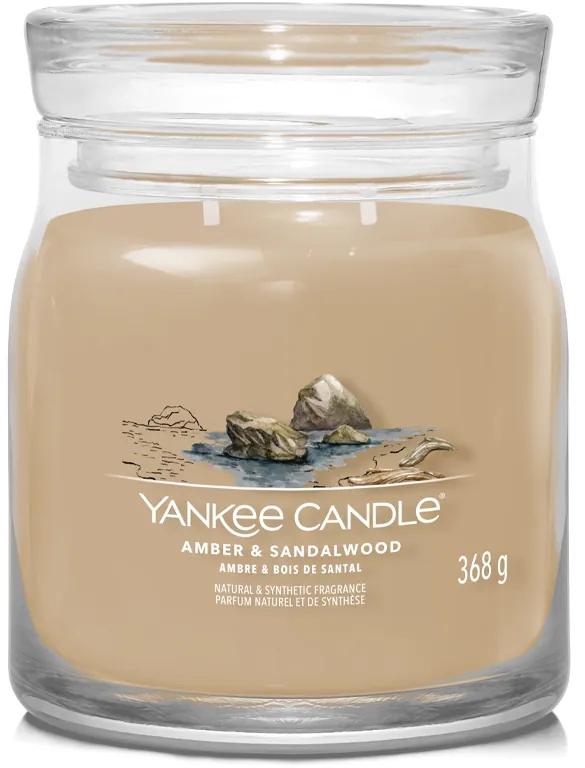 Yankee Candle – Signature svíčka Amber & Sandalwood (Ambra a santalové dřevo) Velikost: střední 368 g