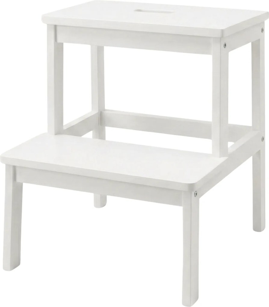 Bambusová stolička se schůdkem KROK, výška 46 cm, bílá