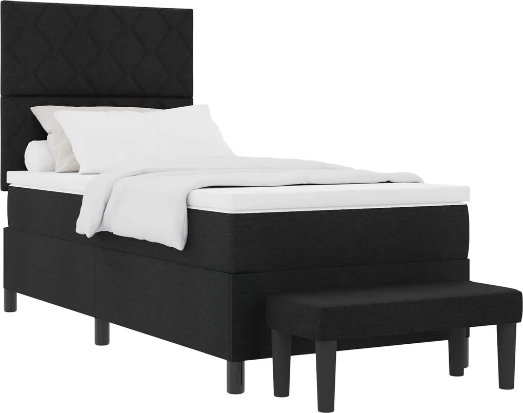 Postel s boxspringem s čelo Černá 100 x 200 cm textil 3344123