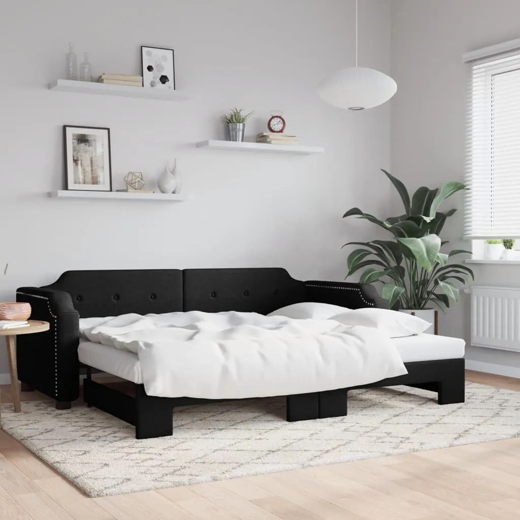 Válenda s přistýlkou černá 80 x 200 cm textil 3197631