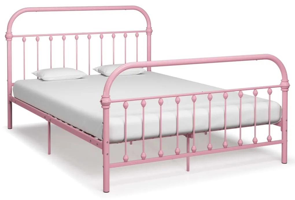 Rám postele růžový kov 160 x 200 cm - Default Title