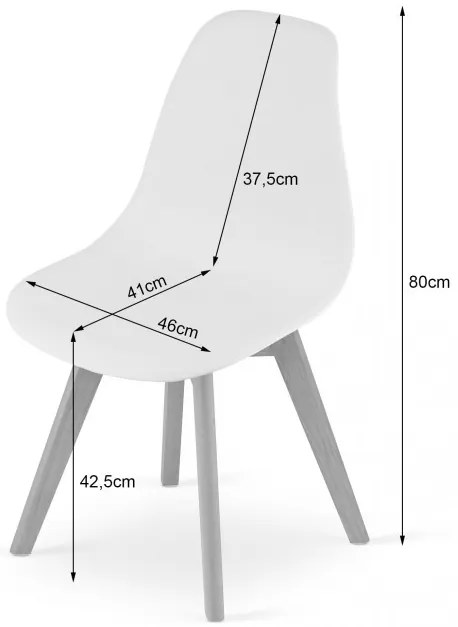 Set tří jídelních židlí KITO - bílá (černé nohy) 3ks