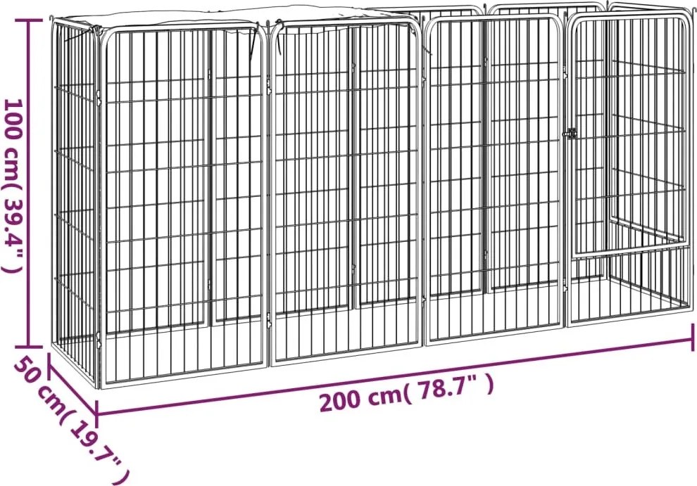 vidaXL 10panelová ohrádka pro psy černá 50 x 100 cm práškovaná ocel [3115948]