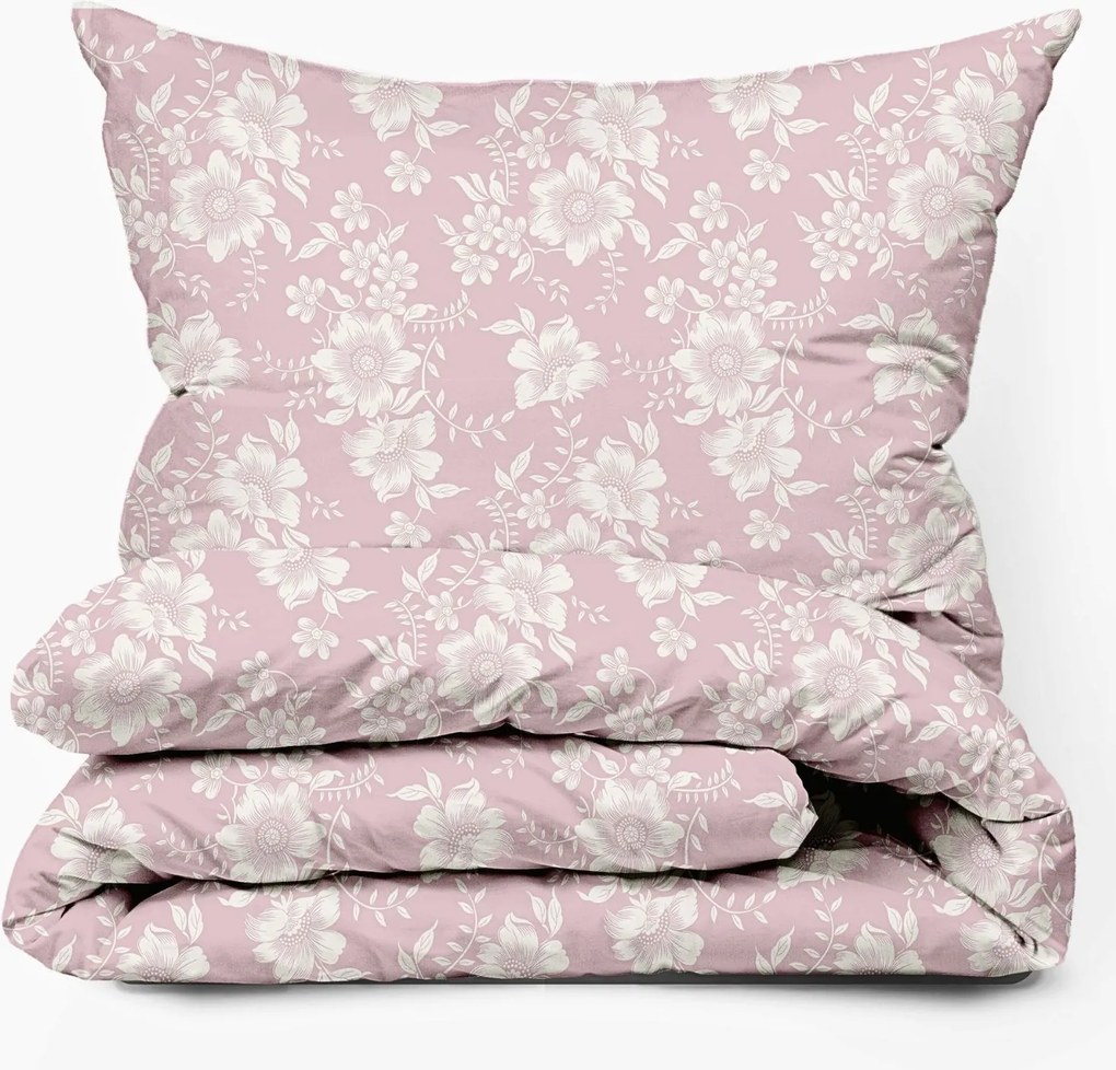 Bavlněné povlečení Rose růžová Zapínání: zip, Velikost polštáře: 70x90, Velikost přikrývky: 140x220